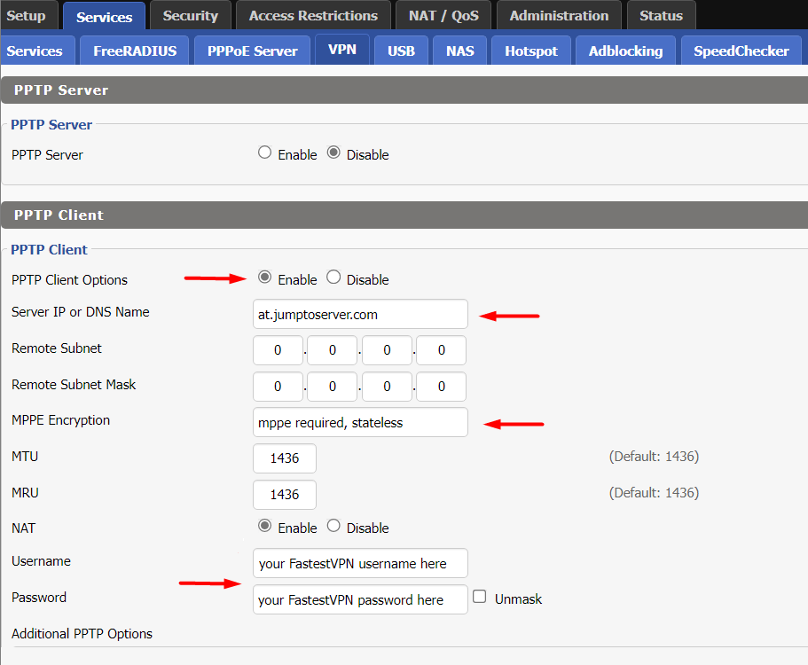 How to Setup PPTP VPN on DD-WRT Router - FastestVPN Support